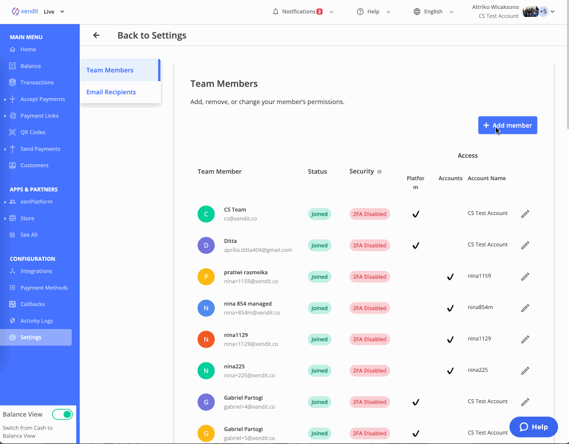 How to Invite Team Members into xenPlatform Sub Account Dashboard ...