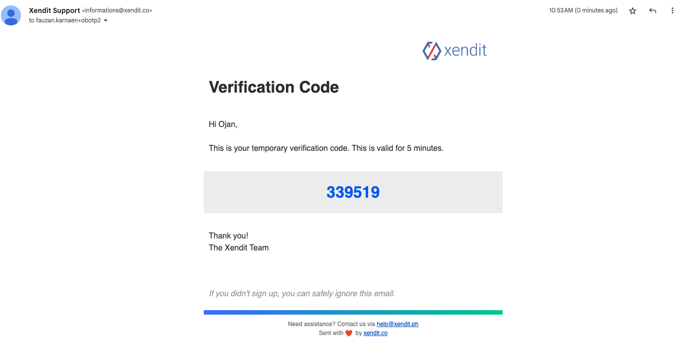 OTP Verification – Xendit Help Center